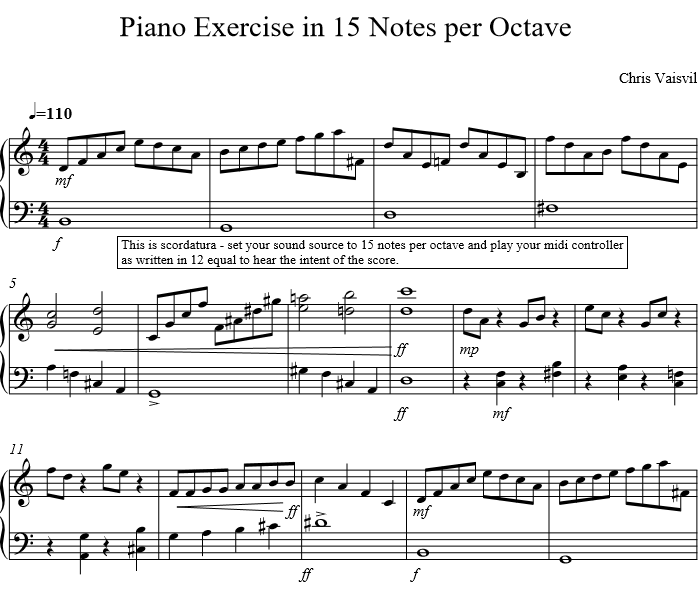 Piano Exercise in 15 Notes per Octave – Music & Techniques by Chris Vaisvil